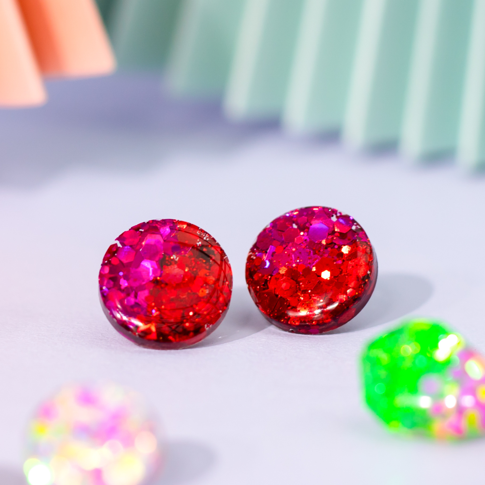 Stud Earrings Blue Tango Earrings - Titanium findings for sensitive ears